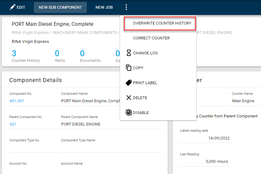 Reading counter values – Sertica Yacht